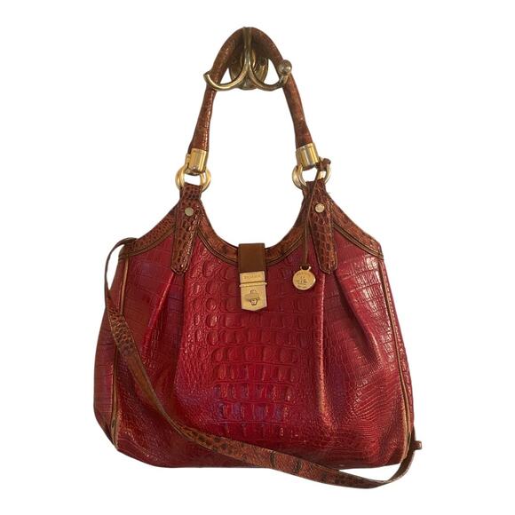 Brahmin | Bags | Brahmin Eliza Tote Purse Deep Red Croc Embossed ...